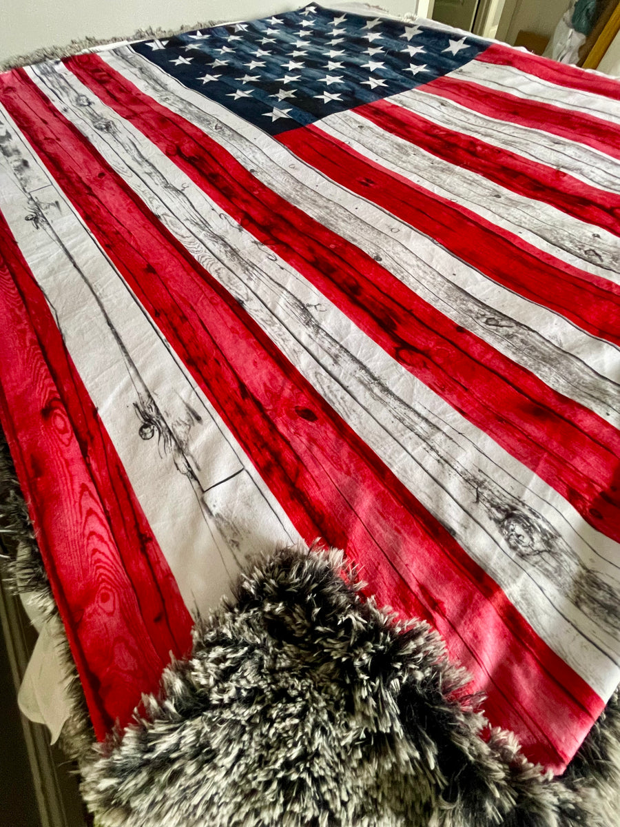 Adult American Flag Minky Fur Blanket – Harper Mae by Sam